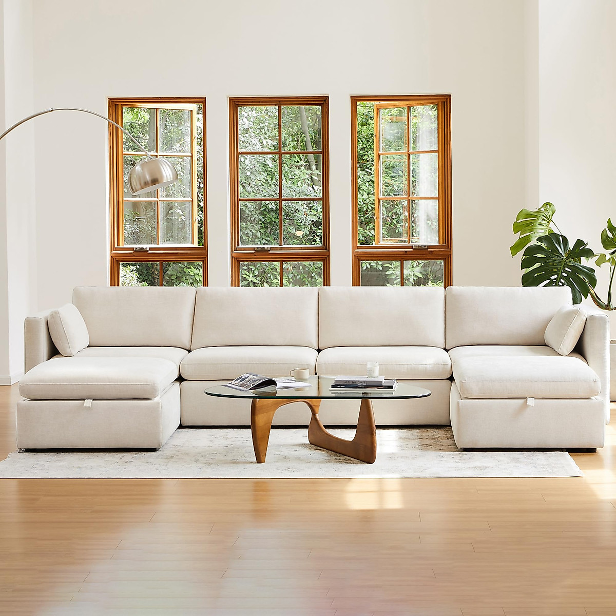 CHITA Sectional Modular Sofa Fabric Swatch, Linen, Grey, Blue, Terracotta, Moss Green Included