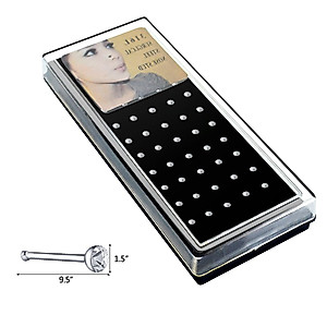 cnomg 2 Sets 120 pcs Stainless Steel Nose Ring Body Piercing Jewelry Nose Bone Stud Nose Hoop Crystal Hypoallergenic White+Multicolor