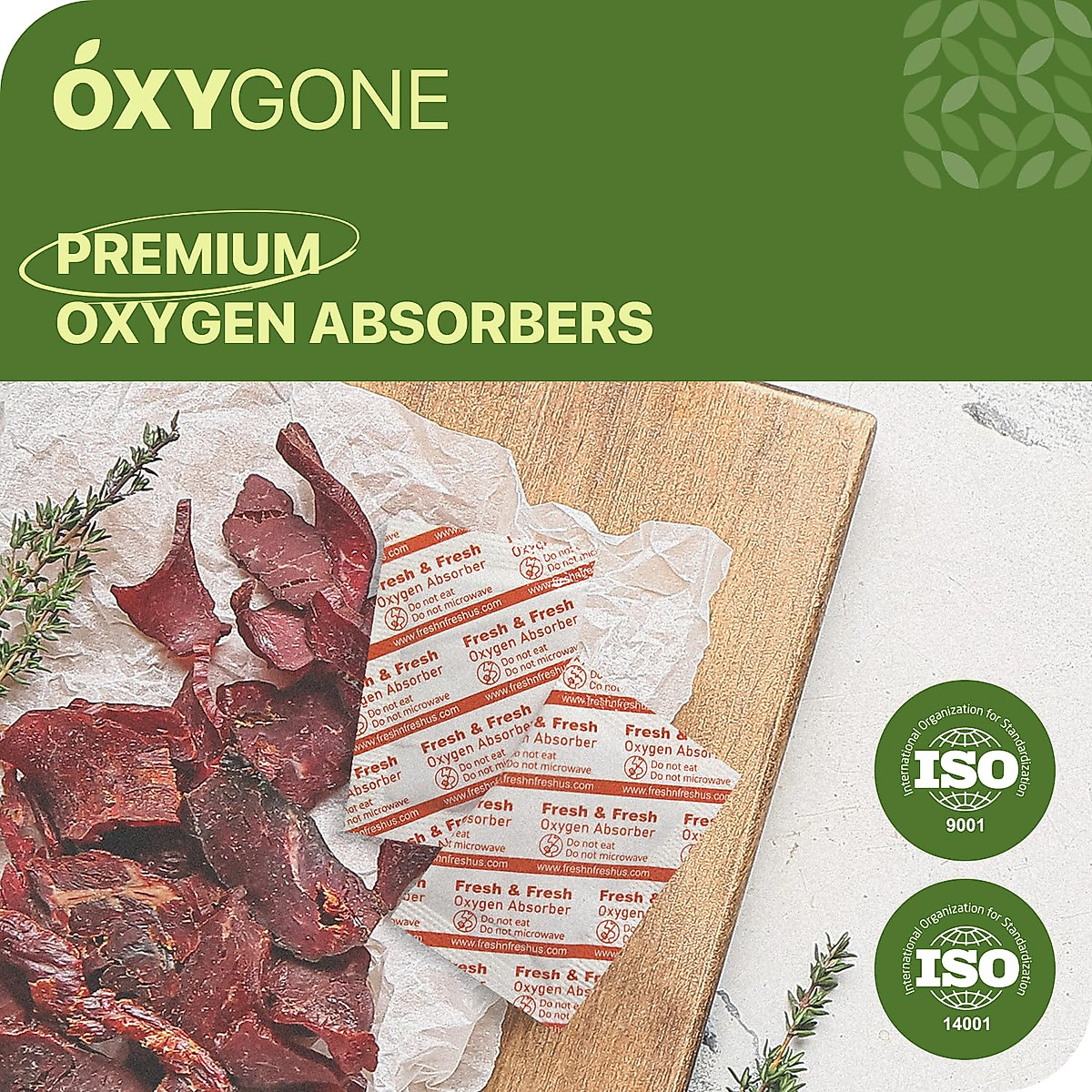 OXYGONE (110 Packet) 300cc Premium Oxygen Absorbers Packets for Food Storage (11 Bag of 10 Packet) - For Long Term Food Storage, Vacuum Sealed, ISO 9001 Certified Facility Manufactured