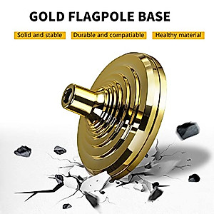 Jetlifee Floor Stand Base for Indoor Flagpole Flag Base, Gold Finish Long Lasting Plastic Base for Office Home, Compatible with 1.3 Inch, 1.1 Inch and 0.9 Inch Diameter Flag Pole