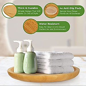 Bathroom Vanity Tray, Bamboo Vanity Tray, Waterproof and Sturdy Round Vanity Trays for Bathroom, Multifunctional Decorative Trays, Versatile to Use in The Kitchen, Bedroom, or Living Room