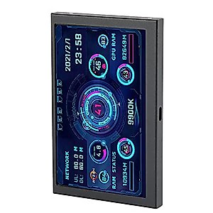 Computer Temperature Monitor, Stepless Brightness 5 Inch CPU Data Monitor Design Editor for CPU