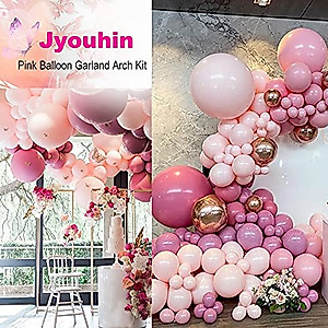Jyouhin 130 PCS Rose and Pink Balloon Garland Arch Kit, Latex Balloons Rose Gold Butterfly Stickers Wall Decor for Wedding Party Birthday Bridal Shower Baby Shower Girl Boy Decoration