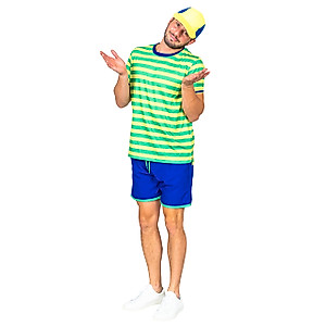 Costume Agent Bel Air Prince Green Shirt, Shorts and Hat Halloween Costume Cosplay
