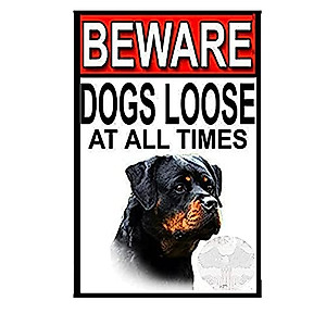 Warning Tin Signs Beware Dogs Loose At All Times Metal Sign Rottweiler 8x12 Inch Warning Notice Vintage Iron Tin Signs Road Forest Farm Poster Plaque Wall Art Bar Club Store Home Garage Signs
