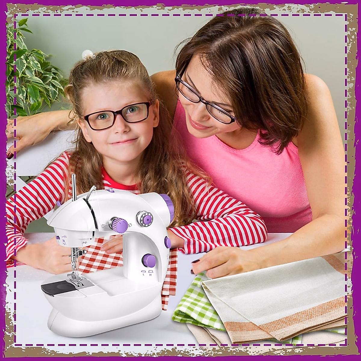 Portable Sewing Machine with Extension Table and Light, Mini Handheld Sewing Machine with Upgraded, Two Threads Double Speed Double Switches, Easy to Use for Kids,Beginners and DIY