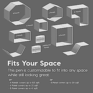IRIS USA Dog Playpen, 4-Panel 24" Pet Playpen with Door, Puppy Playpen, Indoor/Outdoor Dog Pen, 35 x 35 x 24, Foldable, Customizable, Black