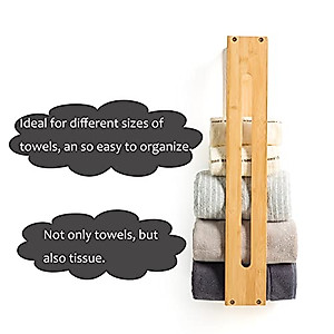 DRDINGRUI Bathroom Wall Towel Rack, Bamboo Bath Towel Holder for Towel Storage, Wall Mounted Rack