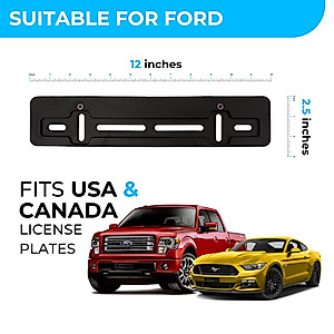 TN TrunkNets Inc Front Bumper License Plate Mount Tag Bracket for Ford + 6 Secure Screws & Wrench Kit New