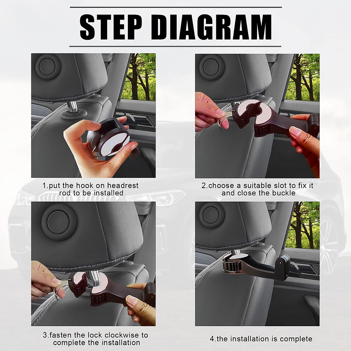 2pcs Car Headrest Hidden Hook 2 in 3 Car Seat Hooks, Universal Car Headrest Storage Organizer Hanger Hook, General Purpose - Car Storage Box, Falling Resistance-Silver