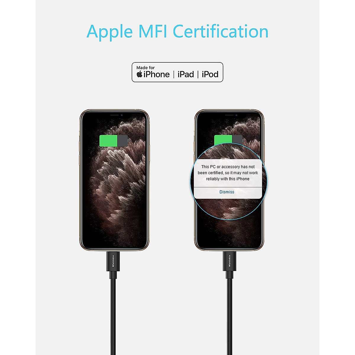 Wishinkle USB C to Lightning Cable 3.3ft iPhone 12 Charger [Apple MFi Certified] Type C to iPhone Cable for iPhone 12 11 Pro/X/8/8 Plus, iPad, Airpods Pro and More (B07XGVZHK3)