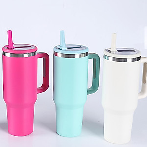 2 Pack 40 oz Tumbler Flip Straw Lid Replacement fit for Stanley Quencher, Spill Proof Splash Resistant Tumbler Lids,Reusable Tumbler Cover for Stanley Cup (Cream White)