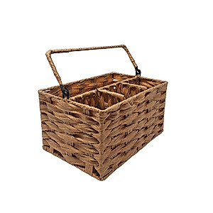 KOVOT Poly-Wicker Woven Cutlery Storage Organizer Caddy Tote Bin Basket for Kitchen Table, Cabinet, Pantry, Indoor & Outdoor - Woven Polypropylene | Measures 9.5" x 6.5" x 5"