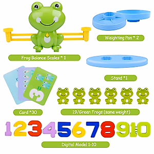 INPHER Frog Balance Math Game, 85 Piece Kids Kindergarten Toddler Learning Games Preschool Learning Activities Educational Toys for 3 4 5 6 7 Year Old STEM Montessori Number Counting Toy