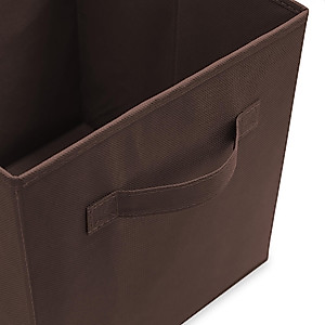 Casafield Set of 12 Collapsible Fabric Cube Storage Bins, Brown - 11" Foldable Cloth Baskets for Shelves, Cubby Organizers & More