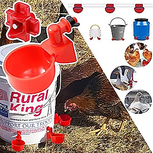 6 Chicken Water Cups and 6 Chicken Waterer Nipples with Drill Bit,Chicken Water Feeder Set,Automatic Filling Poultry Drinking Bowl for Chicken Duck Turkey Geese Quail