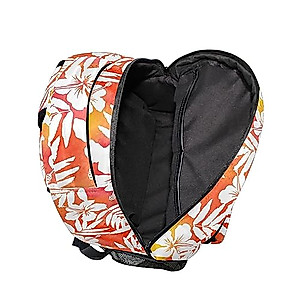 Sletend Student Backpack with Name Tag Slot Hibiscus Flower Palm Leaf Lightweight and Comfortable School Bag Laptop Backpack