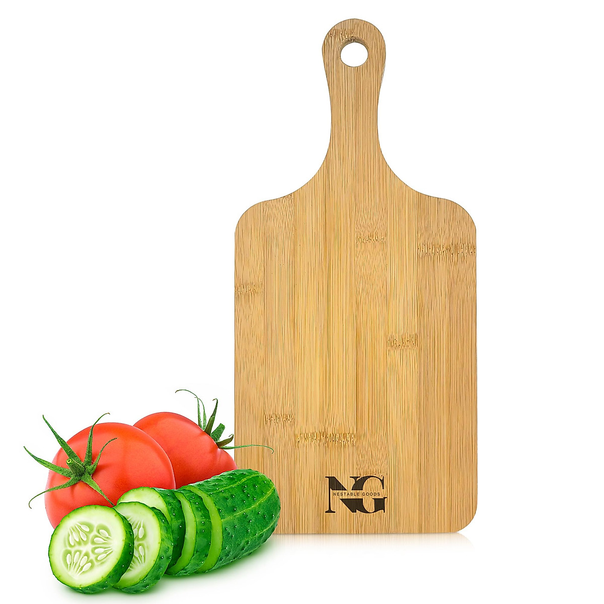 Mini Bamboo Cutting Board with Juice Groove and Handle (8.75inch x 4.25inch); Rounded Bamboo Cutting Board Vegetable Chopping Board Great for Cutting Fruits, Cheese Vegetables Brown