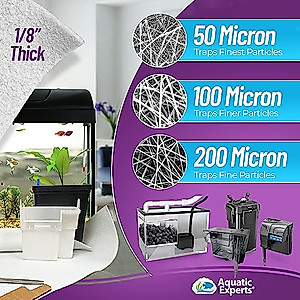 Aquatic Experts Aquarium Polishing Filter Pad, Aquarium Filter Pad, Aquarium Filter Floss for Fish Tank Filters, Water Polishing Pad for Aquarium Filters (100 Micron, 24" x 36" - 1 Pack)