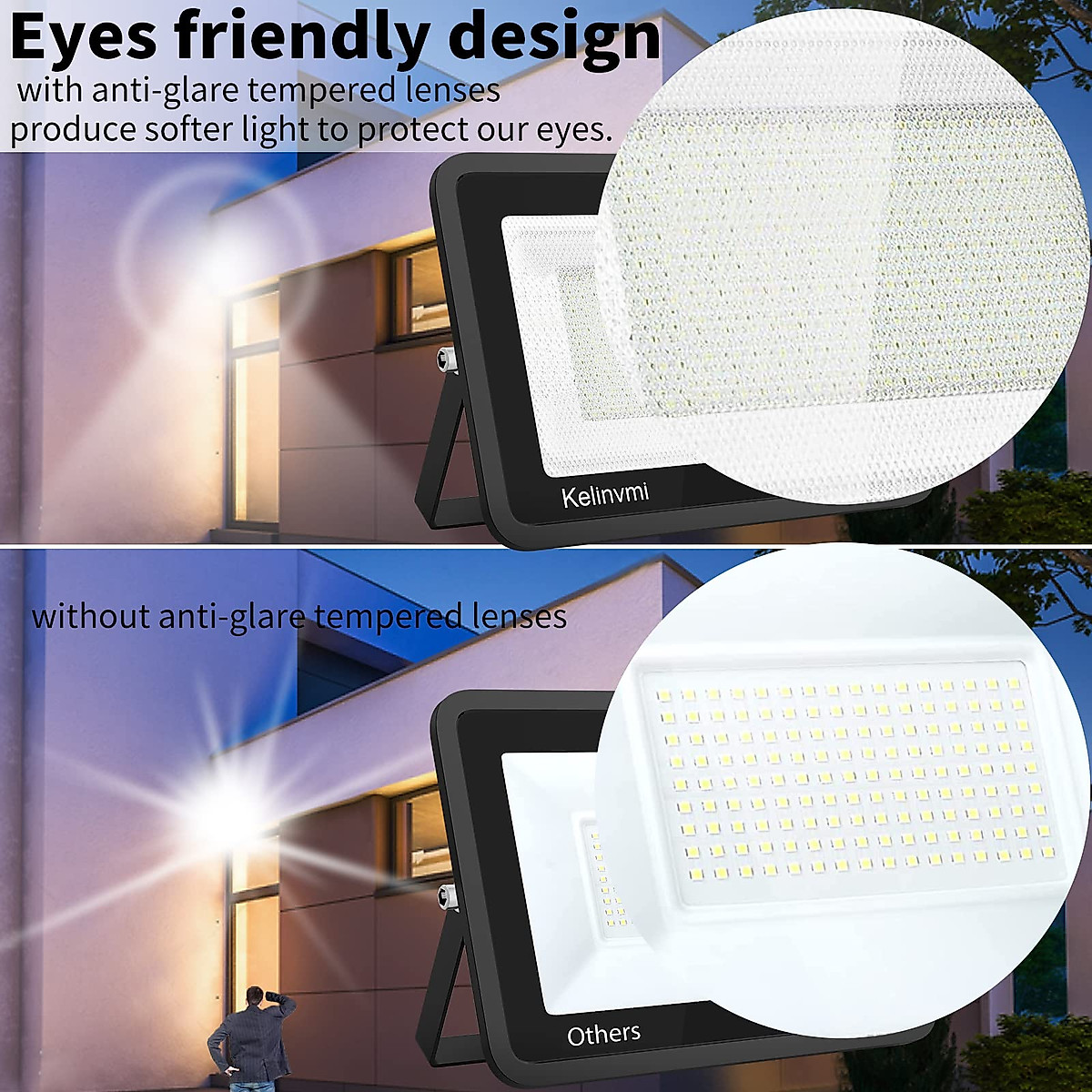 kelinvmi 150W LED Flood Light Outdoor, 900W Equivalent LED Security Light with Plug, 6500K High Brightness Outdoor Floodlights for Garage, Porch, Backyard, Garden, Playground