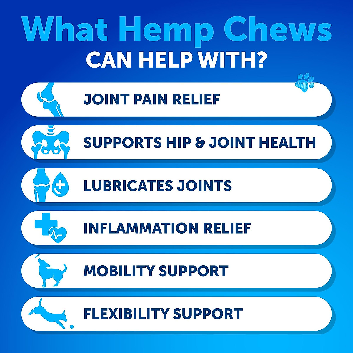 Hemp Hip and Joint Supplement for Dogs - Glucosamine for Dogs - Dog Joint Pain Relief Treats - Hemp Chews for Dogs Chondroitin - MSM - Mobility Support - Advanced Canine Joint Health - 120 Chews