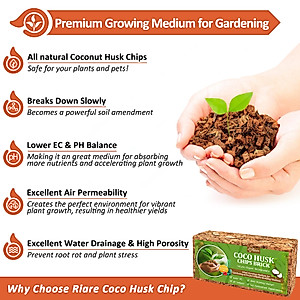 Riare 2 Pack Coco Chips Substrate for Plants- 2.2lb 100% Organic Coconut Husk Brick with Low EC and pH Balanced, High Expansion Coconut Substrate Coco Husk Mulch for Garden Flowers, Herbs, Planting