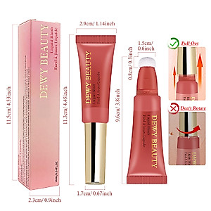 LSxia Liquid Blush Makeup Wand, Cream Liquid Blush with Cushion Applicator For Cheeks Tint, Natural-looking, Glow Dewy Finish, Weightless Blendable Liquid Blush Stick | #105 ARDOUR-Red Brown