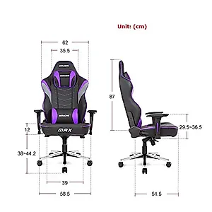 AKRacing Masters Series Max Gaming Chair with Wide Flat Seat, 400 Lbs Weight Limit, Rocker and Seat Height Adjustment Mechanisms - Indigo