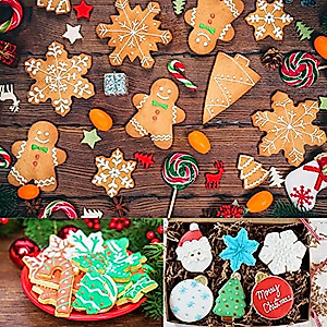 Crethinkaty Christmas Cookie Cutter Set for Baking,Stainless Steel Biscuit Cutters with Comfort Grip,6 Pieces Fondant Cutters-Gingerbread Man,Snowflake,Snowman,Christmas Tree,Reindeer,Lantern