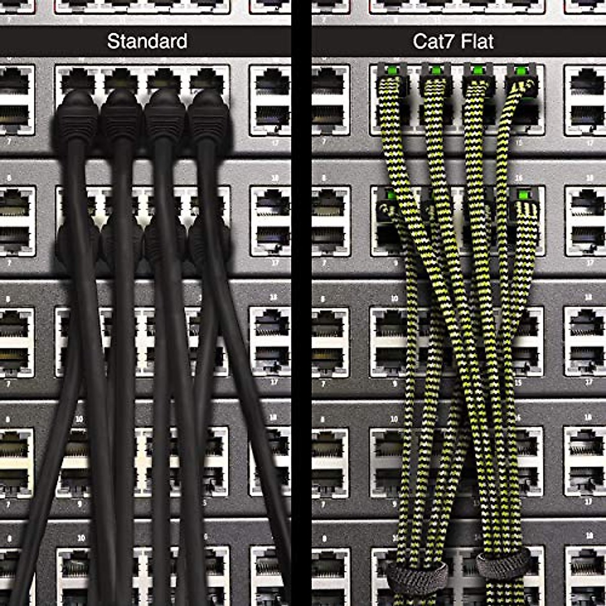 GearIT Cat 7 Ethernet Cable (100ft, 5-Pack) High Speed Nylon Braided Flat Internet Computer Patch Cord - Compatible Cat7/Cat6/Cat5e RJ45 LAN Router, Modem, Switch, Gaming - 100 feet