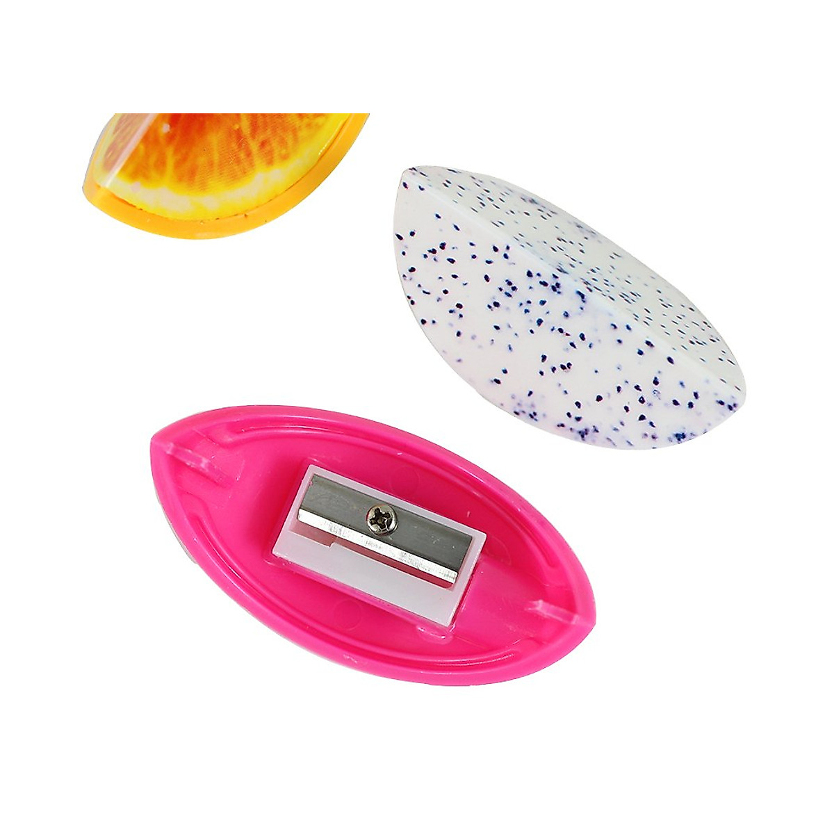 Xiaoyu 15PCS Creative Stationery Cartoon Fruit Shape Plastic Pencil Sharpener for School, Office, Christmas Gift (Colors May Vary)