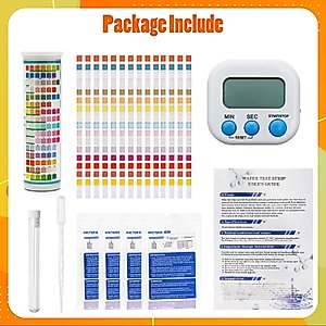 Anglekai 125+8P Drinking Water Testing Kit for Home, Water Testing Kit with 125P Testing Strips/ 4P Bacteria Tests/Tube/Dropper/Timer/Instruction, Well Water Test Kit for Home Water Quality Test