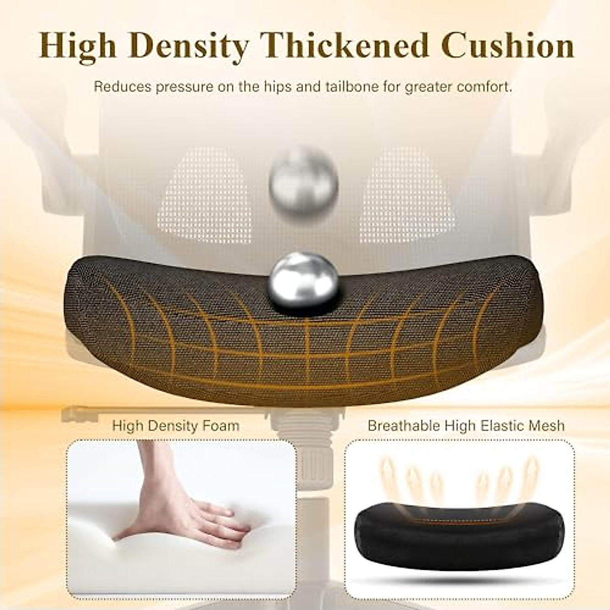 SUNNOW Ergonomic Office Chair, Comfy Mesh Desk Chair, High Back Computer Gaming Chairs with Adjustable Lumbar Support, Flip-Up Arms, Headrest, Tilt Function, Wide Cushion, Swivel Wheel, BIFMA Quality