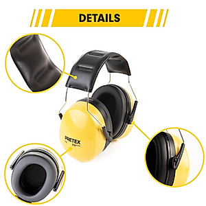 PRETEX Ear Defenders with SNR 34dB - Lightweight Ear Muffs Protection for Adults - Adjustable Noise Canceling Headphones - Over Ear Earmuffs for Work or Home - Yellow