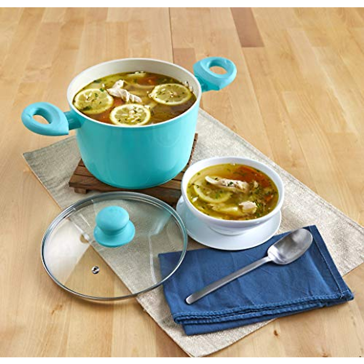 IMUSA USA IMU-30055 Stock Pot, 6.5Qt, Teal