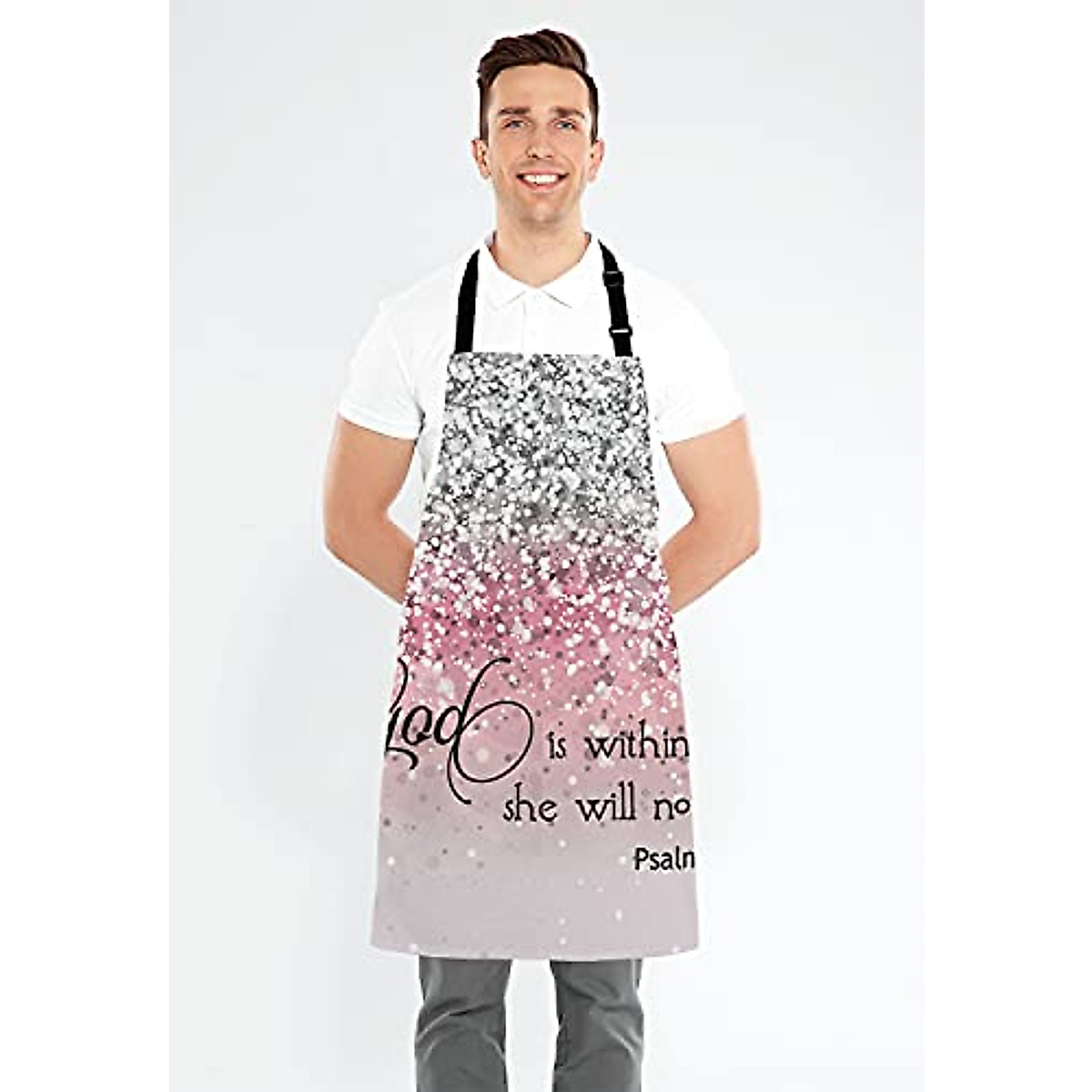 Lefolen PSALM 46:5 God is Within Her,She Will not Fall- Bible Verse Apron Home Kitchen Waterproof Cooking Baking Gardening for Women Men