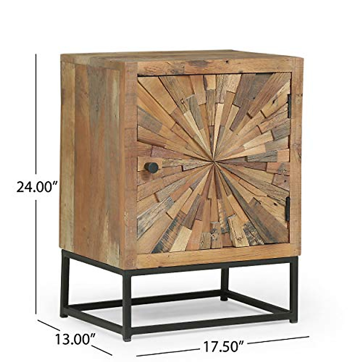 Christopher Knight Home Gatsby Boho Wooden Night Stand, Natural, Black