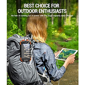 2 Pack 𝙐𝙥𝙜𝙧𝙖𝙙𝙚 Solar Powered Cell Phone Charger with Super-Strong Magnets 10,000mAh Waterproof Bakcup Battery for Camping (Green+Orange)