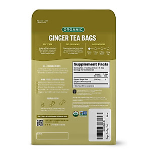 FGO Organic Ginger Tea, Eco-Conscious Tea Bags, 20 Count, Packaging May Vary (Pack of 1)