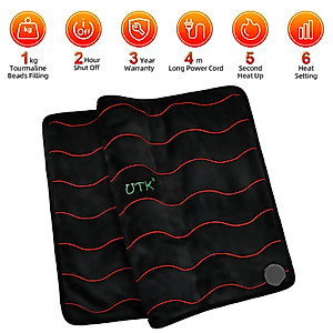 UTK Heating Pad for Back Pain Relief with Far Infrared Therapy, Infrared Heating Pad with Tourmaline, 2H Auto-Off for Shoulder, Period Cramps,Knee, Sciatica Pain Relief - 20''x24'', Gifts for Mom Dad