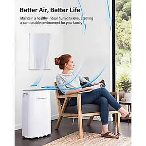 Hansabenne 70-Pints Dehumidifier for Basements - 4500 Sq. Ft. Dehumidifier with Auto or Manual Drainage - Compact Dehumidifier with Intelligent Humidity Control | Auto Defrost | Dry Clothes for Home