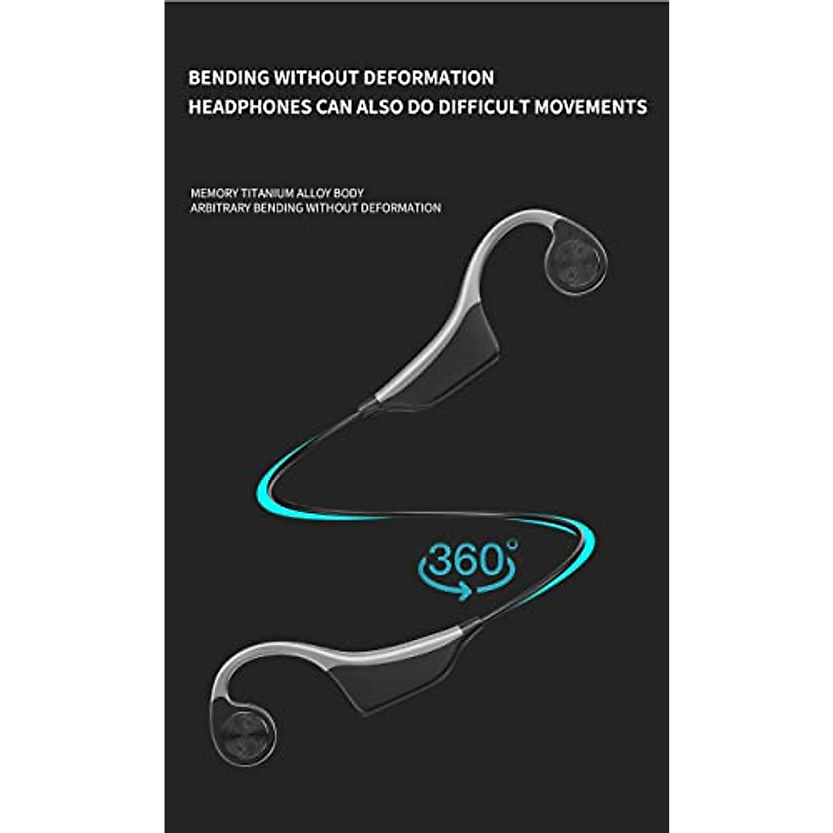 Bone Conduction Headphone Bluetooth Open Ear Wireless Headset 6 Hours Playtime with MP3 Player Built-in 8G Memory Light Weight for Jogging Running Driving Cycling, Hearing Protection (Black)