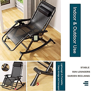 HAicom Rocking Lounge Chair, Patio Rocker Chair, Living Room Chair Outdoor Garden Furniture Patio Porch Rocker Relaxing Chair, Reclining Garden Chair
