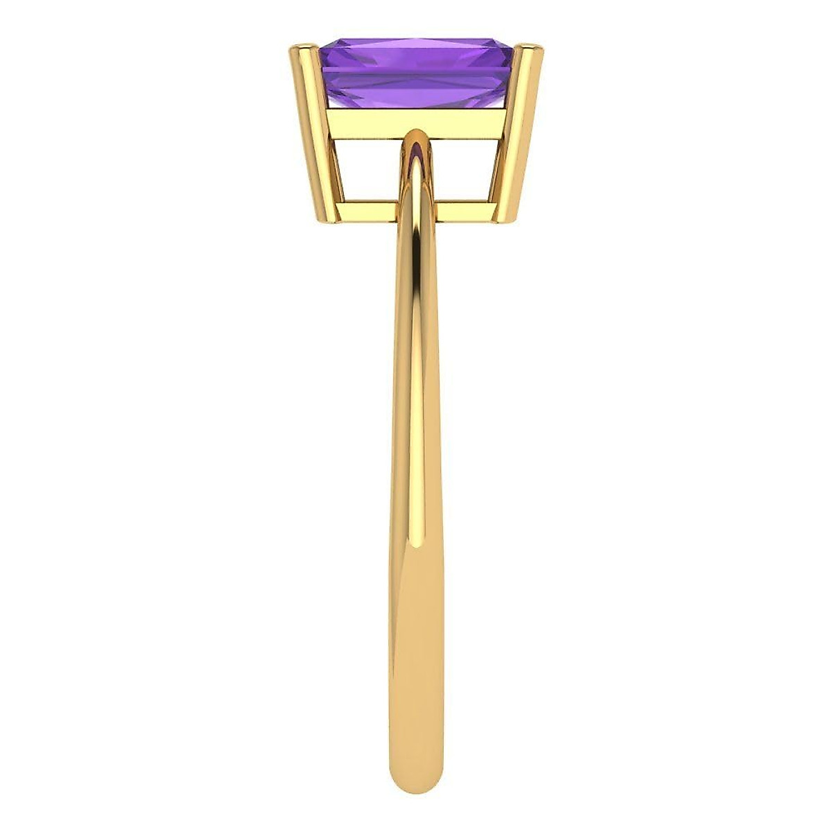 Clara Pucci 1.0 ct Radiant Cut Solitaire Natural Amethyst gemstone Bridal Designer Anniversary Engagement Ring Real 14k Yellow Gold