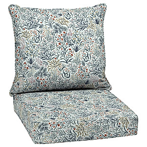 Arden Selections Outdoor Deep Seat Set, 24 x 24, Rain-Proof, Fade Resistant, Deep Seat Bottom and Back Cushion 24 x 24, Pistachio Botanical