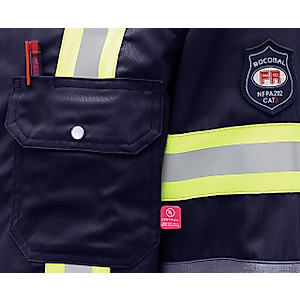 BOCOMAL FR Shirts Hi Vis/High Visibility Flame Resistant/Fire Retardant Shirt 7.5oz Navy FR Shirts for Men