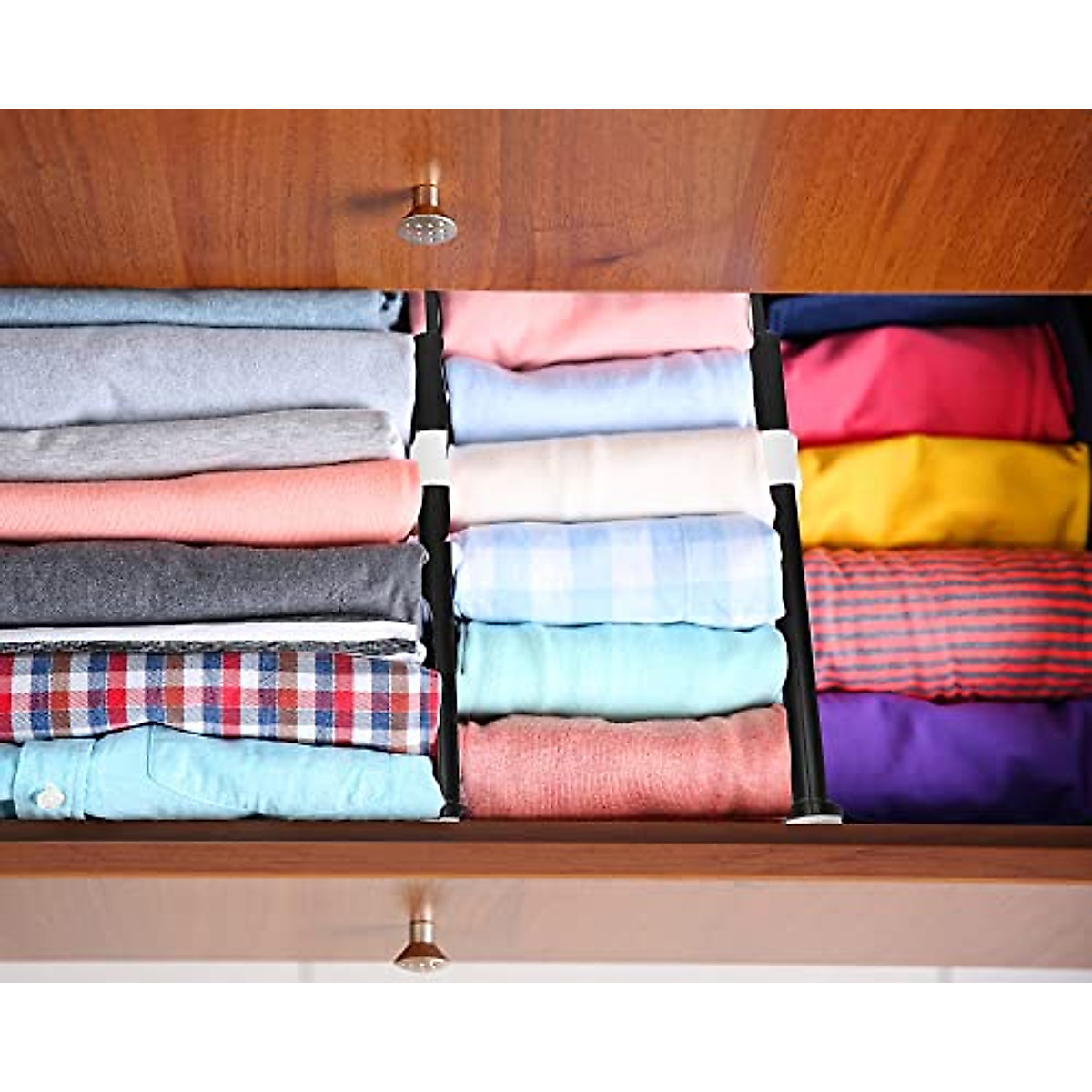 12 Pcs Drawer Dividers Organizer Adjustable Separators 4" High Expandable from 11"-17" Drawer Organization Separators Dresser Drawer Organizers Divider for Clothes Closet Kitchen Clothing Bedroom