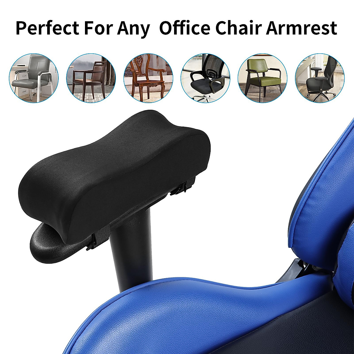 Fuloon Ergonomic Office Chair Armrest Cushion, Elbow Pillow with Cooling Gel for Elbow and Forearm Pressure Relief for Computer Chairs, Gaming Chairs, Office Chairs and Wheelchairs (Black)