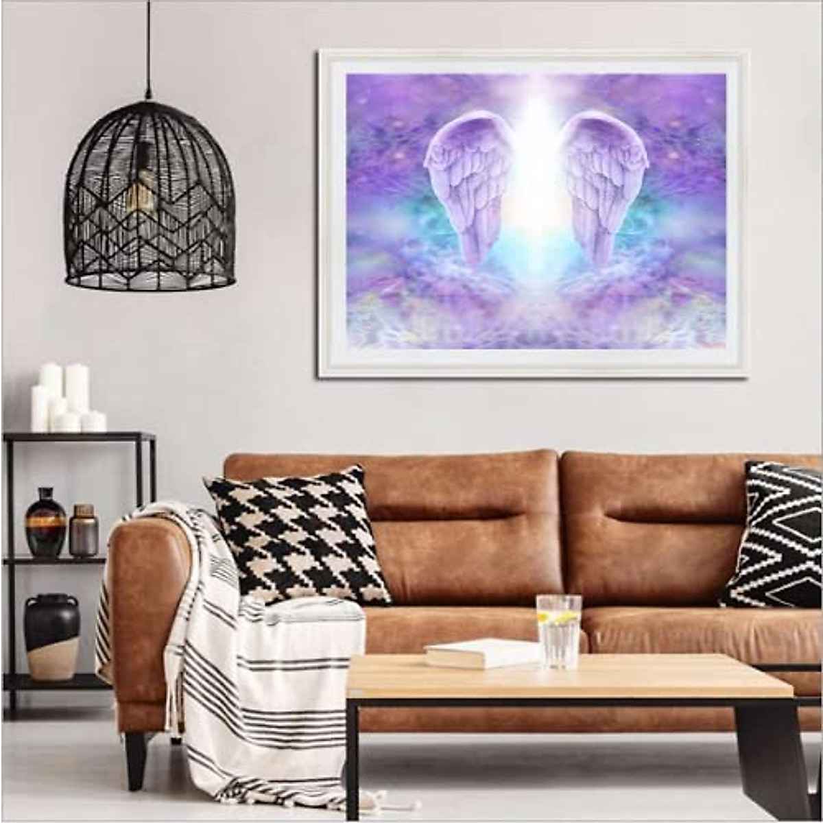 QAZWSX Angel Wings Diamond Painting Kits, Dreamlike Feather Fairy Tales Diamond Art for Adults Kids Full Round Drill Kit Crystal Pictures for Home Wall Decor Christmas Gifts 12x16 inch /30x40 cm