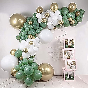 Janinus Sage Green Balloons Party Balloons 10 Inches 50 PCS Olive Green Party Balloons Sage Green Latex Balloons Birthday Balloons For Party